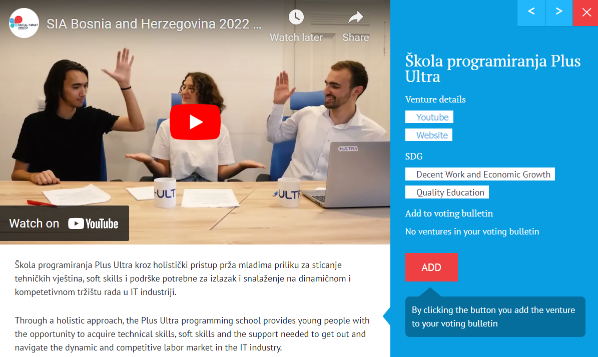 Škola programiranja Plus Ultra - Social Impact Award Bosnia